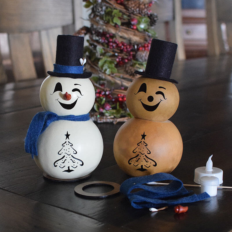Hand Painted Snowman Gourds Wallie Snowman Head Gourd Available In